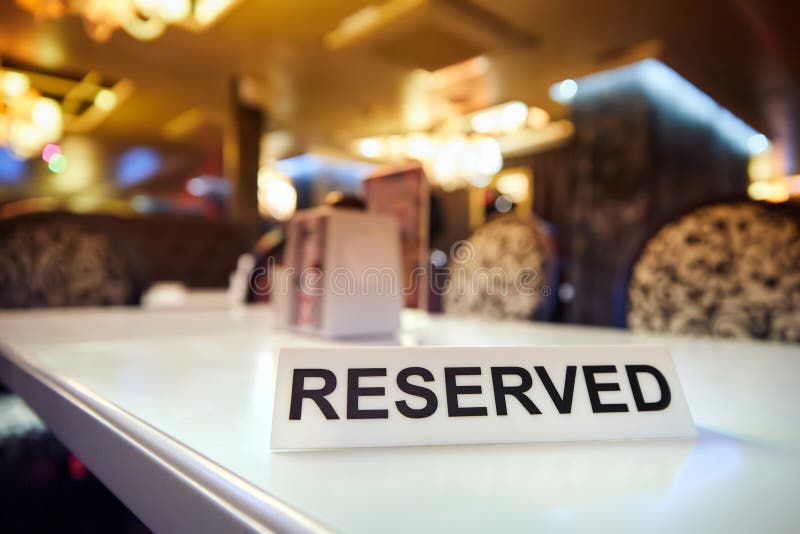 Plastic Plaque with the Inscription Reserved on the Restaurant Table ...