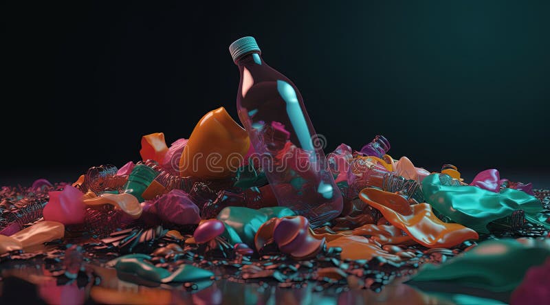 Plastic Waste on Sea or Ocean Shore. Global Pollution. Generative AI ...