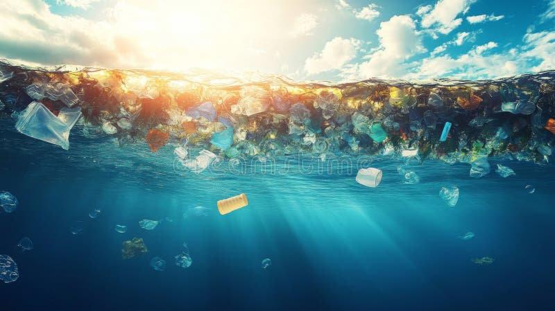 Plastic Pollution Accumulating Beneath the Ocean Surface Stock Photo ...