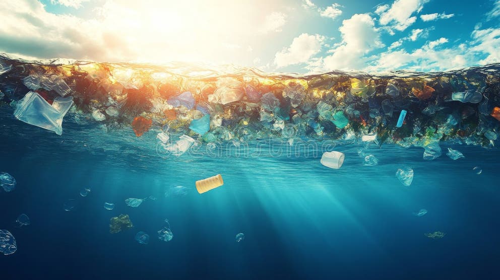 Plastic Pollution Accumulating Beneath the Ocean Surface Stock Photo ...