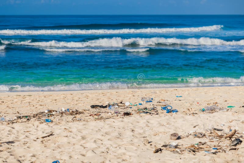 Plastic Pollution on Beach in Bali Island. Ecology Problems in ...