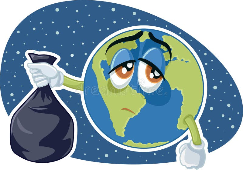 Planet Earth Holding Plastic Trash Bag Vector Cartoon Stock Vector ...