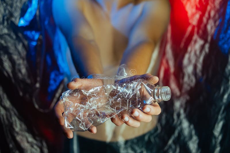 Plastic Pollution Ecology Problem Hands Bottle Stock Photo - Image of ...
