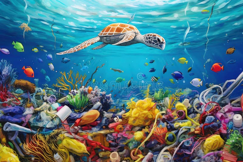 Plastic Pollution - Generative AI Stock Illustration - Illustration of ...
