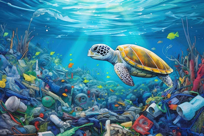 Plastic Pollution - Generative AI Stock Illustration - Illustration of ...