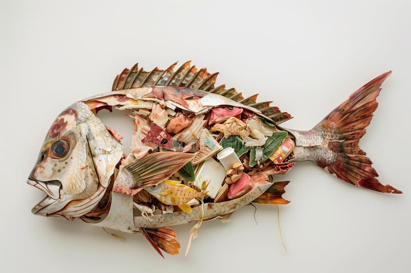 Plastic Pollution Inside a Fish Stock Photo - Image of danger ...