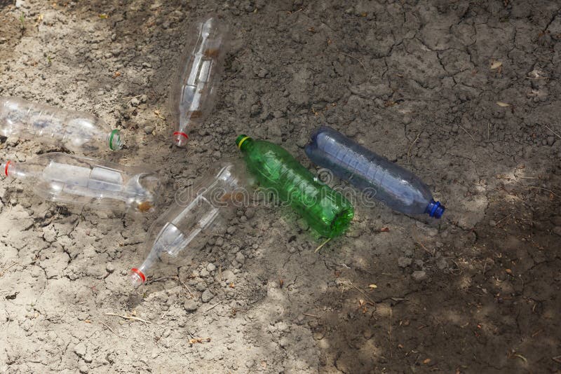 Plastic Pollution on Land. Waste, Trash. Nature and Plastic Stock Photo ...