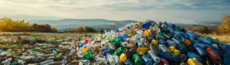 Plastic Pollution in the Landscape a Large Pile of Plastic Bottles ...