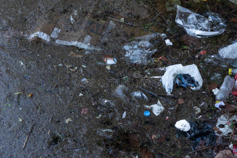 Plastic Pollution in Nature. Ecology Contamination Editorial Stock ...