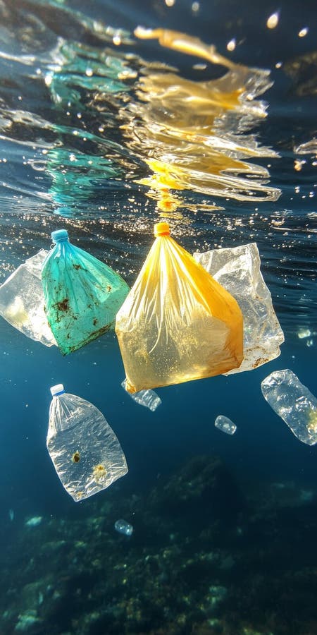Plastic Pollution in Ocean, Plastic Bags and Microplastics Underwater ...