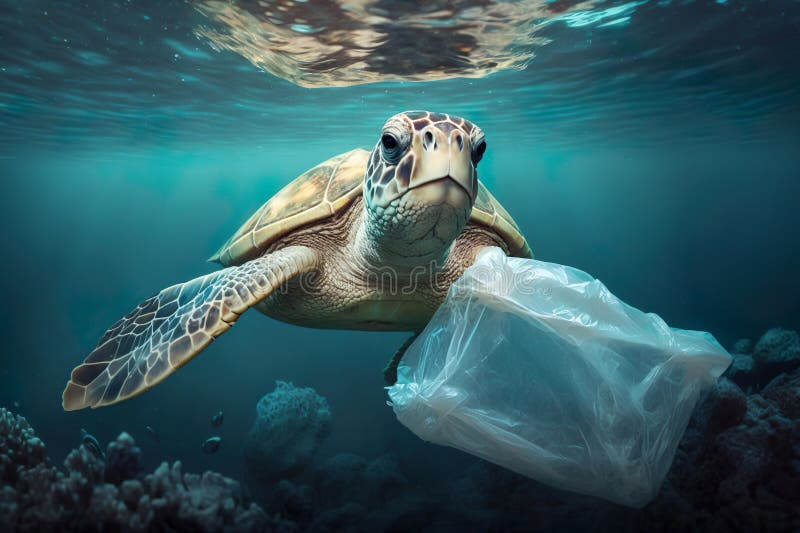 Plastic Pollution in Ocean Environmental Problem. Turtles with Plastic ...