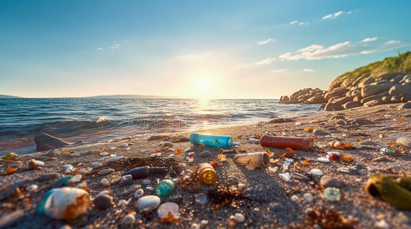 Plastic Pollution in Ocean. Problem Plastic Bottles and Microplastics ...