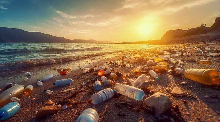 Plastic Pollution in Ocean. Problem Plastic Bottles and Microplastics ...