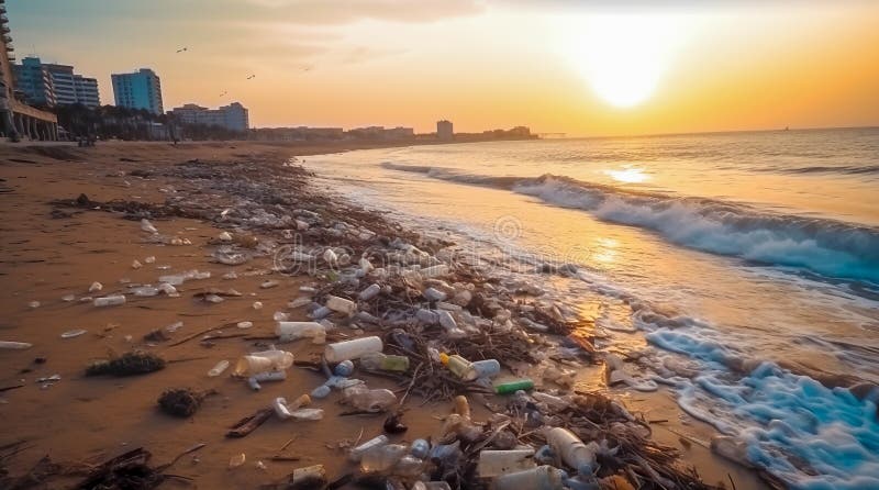 Plastic Pollution in Ocean. Problem Plastic Bottles and Microplastics ...
