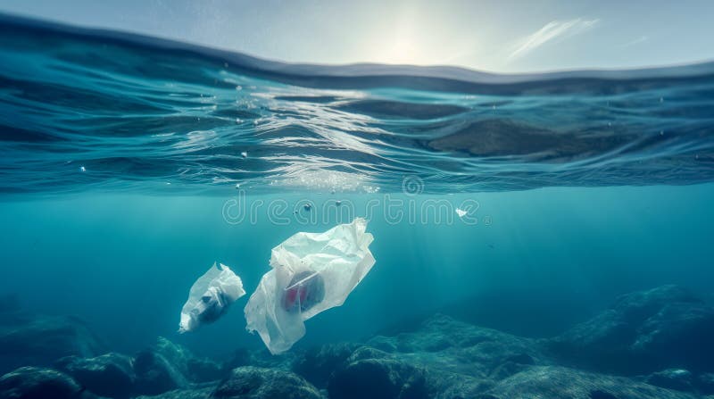 Plastic Pollution in Ocean. Problem Plastic Bottles and Microplastics ...