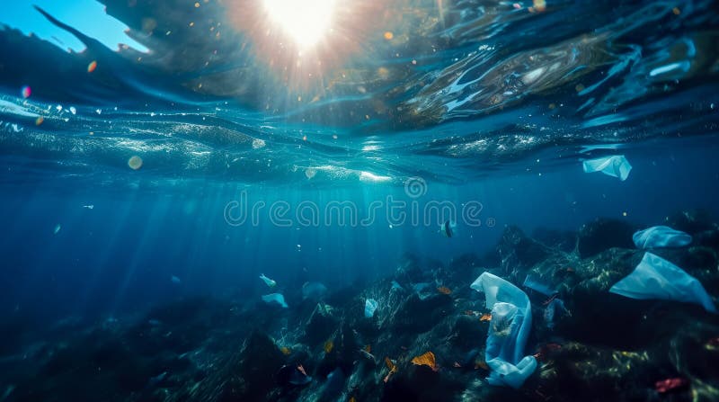 Plastic Pollution in Ocean. Problem Plastic Bottles and Microplastics ...