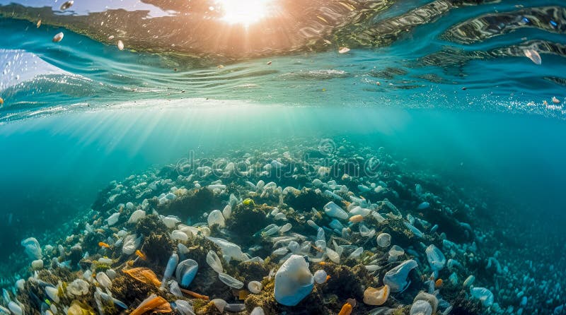 Plastic Pollution in Ocean. Problem Plastic Bottles and Microplastics ...