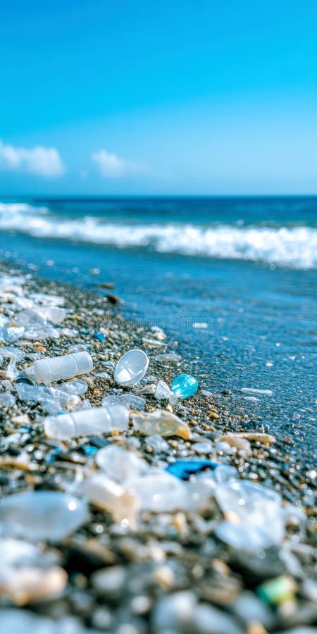 Plastic Pollution on Ocean Shore with Discarded Waste Environmental ...
