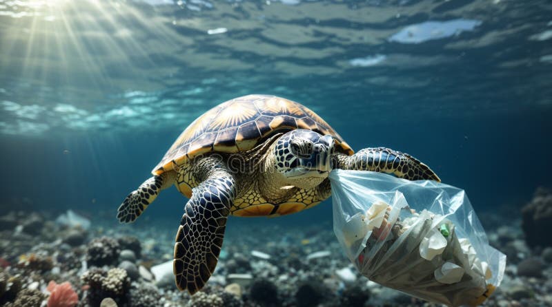 Plastic Pollution in Ocean - Turtle Eat Plastic Bag - Environmental ...