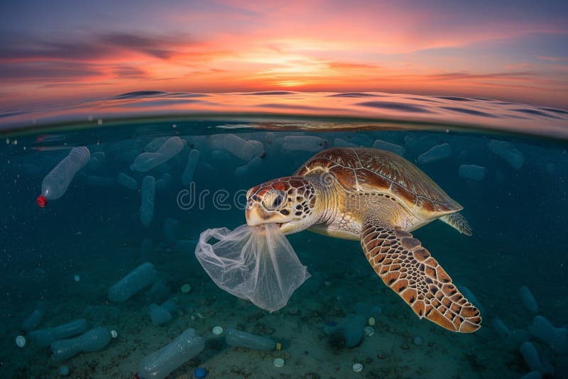 Plastic Pollution in Ocean - Turtle Eat Plastic Bag - Environmental ...