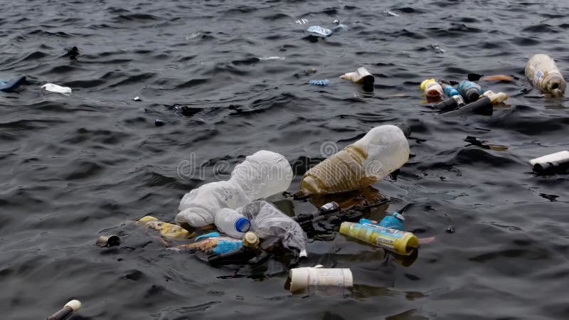 Plastic Pollution Polluting Ocean Surface Stock Video - Video of ...