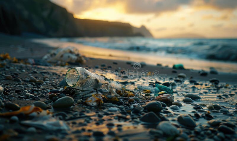 Plastic Pollution on a Remote Beach Stock Image - Image of dirty, shore ...