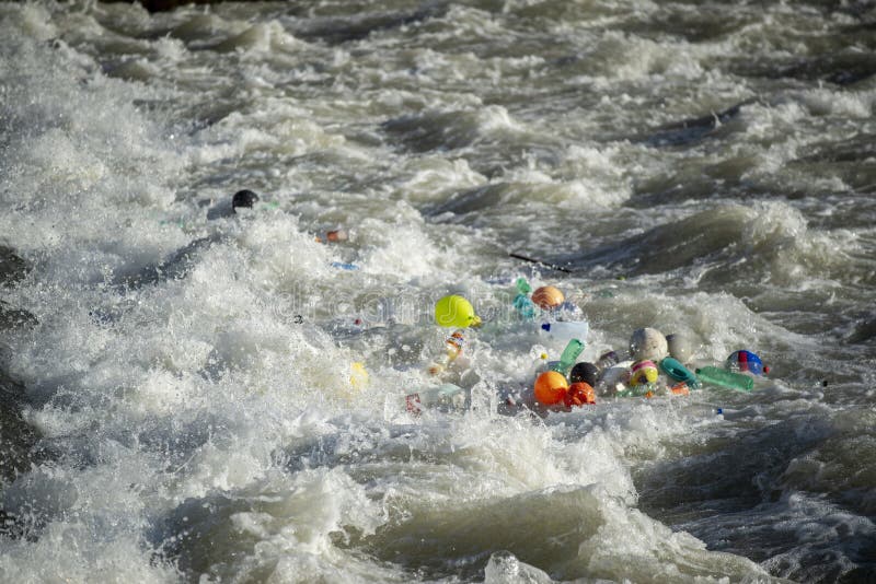 Plastic Pollution in a River Stock Image - Image of river, pollution ...