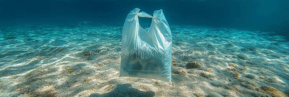 Plastic Pollution Under the Waves a Floating Plastic Bag Captures the ...