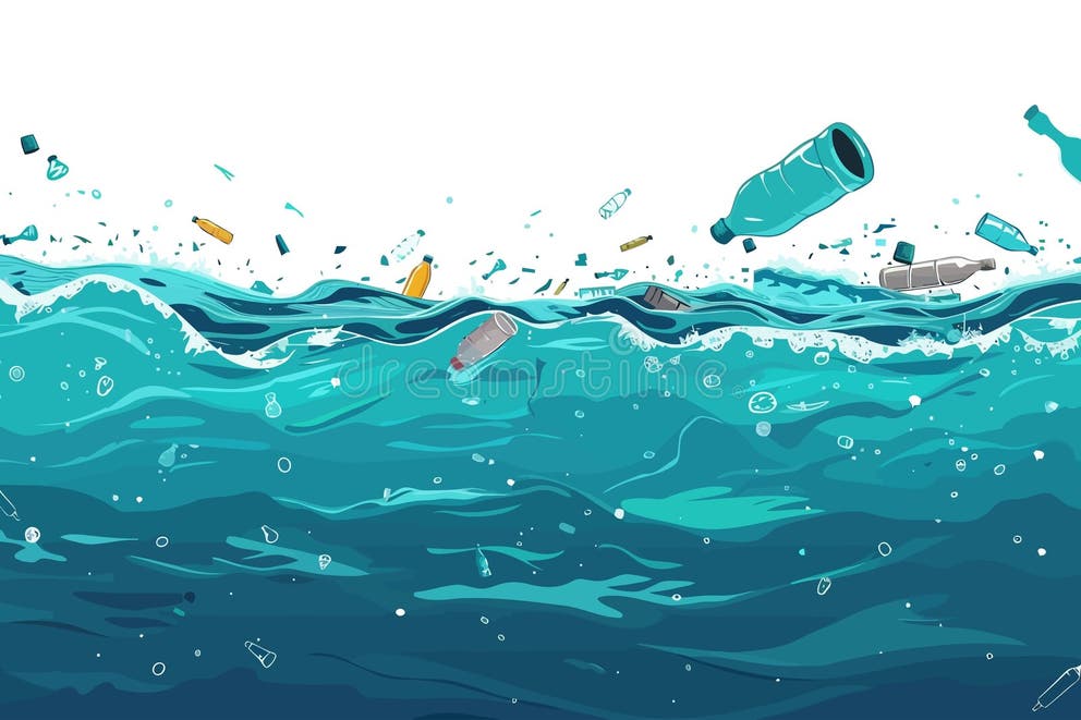Plastic Polution of Ocean Isolated Vector Style Stock Vector ...