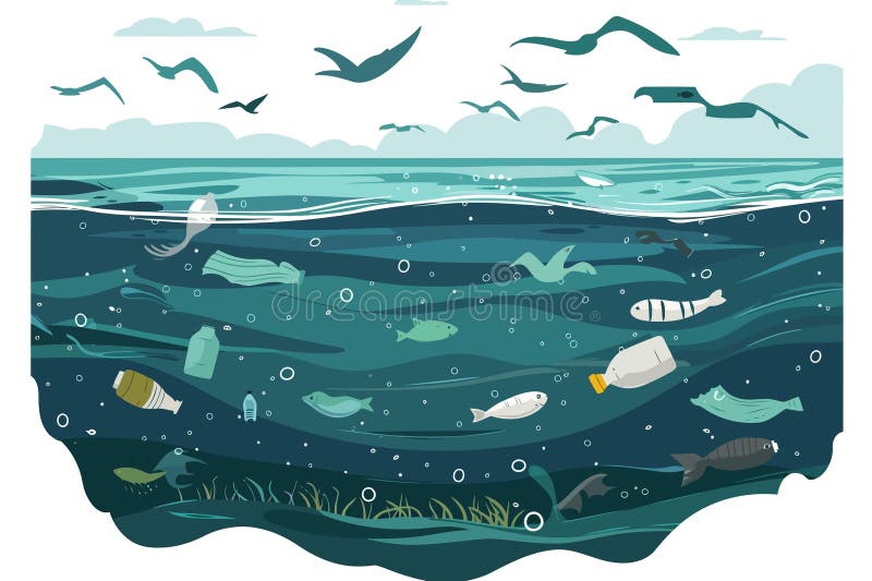 Plastic Polution of Ocean Isolated Vector Style Stock Vector ...