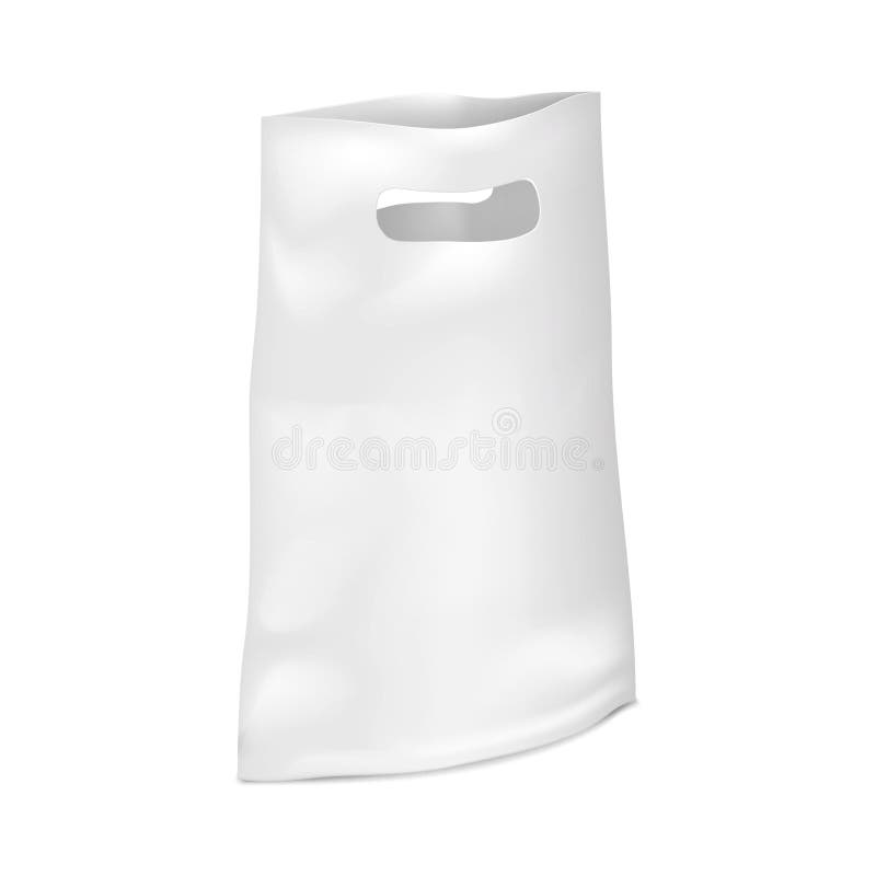 Plastic Poly Bag with Die Cut Handles Realistic Vector Mockup. Die-cut ...