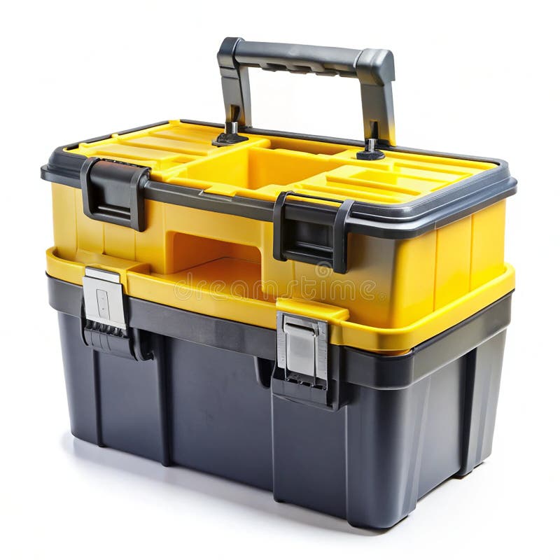 Plastic Portable Toolbox with Removable Trays Stock Illustration ...