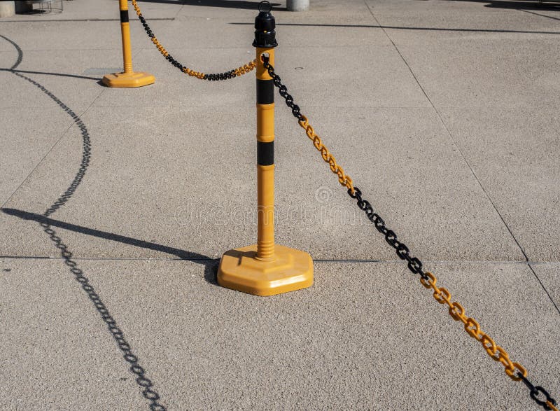 Plastic Post with Chain As Safety Barrier Stock Image - Image of ...