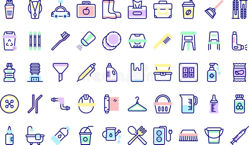 Plastic Products Icons Collection is a Vector Illustration with ...