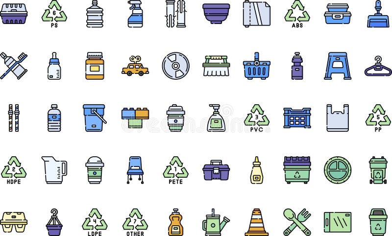 Plastic Products Icons High-Quality Vector Icons Collection with ...