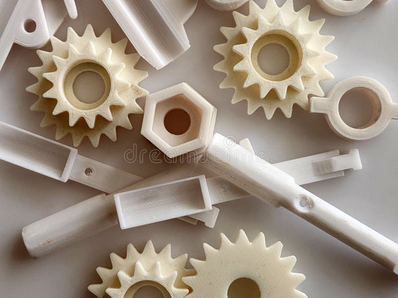 Plastic Products. Plastic Parts Printed on a Printer Stock Photo ...