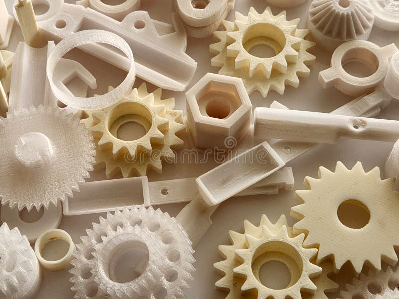 Plastic Products. Plastic Parts Printed on a Printer Stock Photo ...