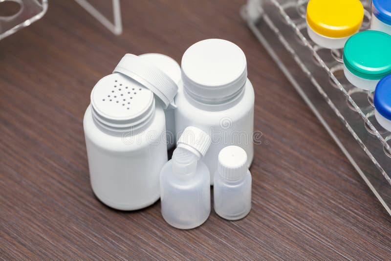 Plastic products on table stock image. Image of care - 95016349