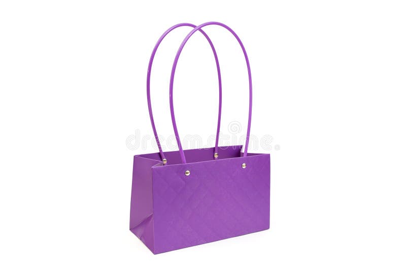 Plastic Purple Present Bag Isolated on White Background, Empty Backdrop ...