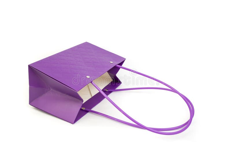 Plastic Purple Present Bag Isolated on White Background, Empty Backdrop ...