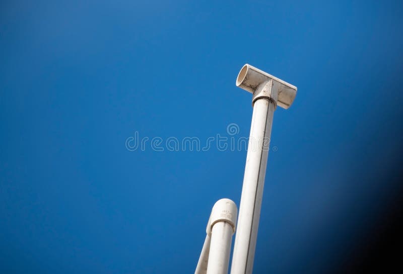 Plastic or PVC Pipe with T Joint Socket in Dark Blue Sky Background ...