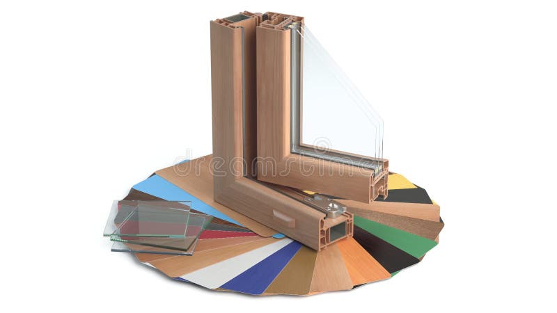 Plastic PVC Windows Profile Samples of Different Colors. Cross Section ...