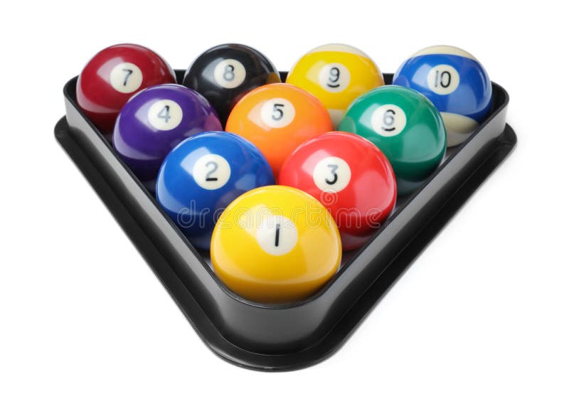 Rack for Billiard Balls. Set for Playing Billiards. Cues and Billiard ...