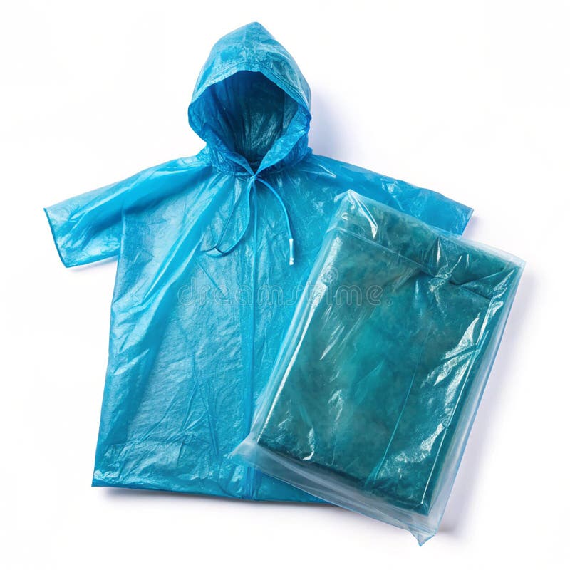 Plastic Rain Poncho with Foldable Pouch Stock Illustration ...