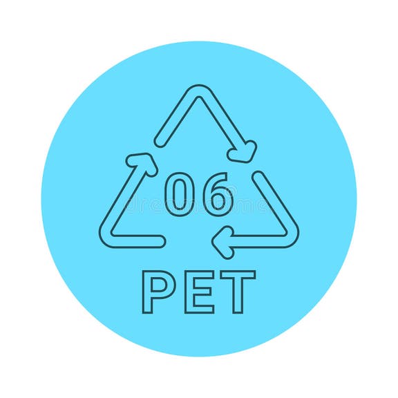 Plastic Recycling Code PET 06 Line Icon. Consumption Code Polyethylene ...