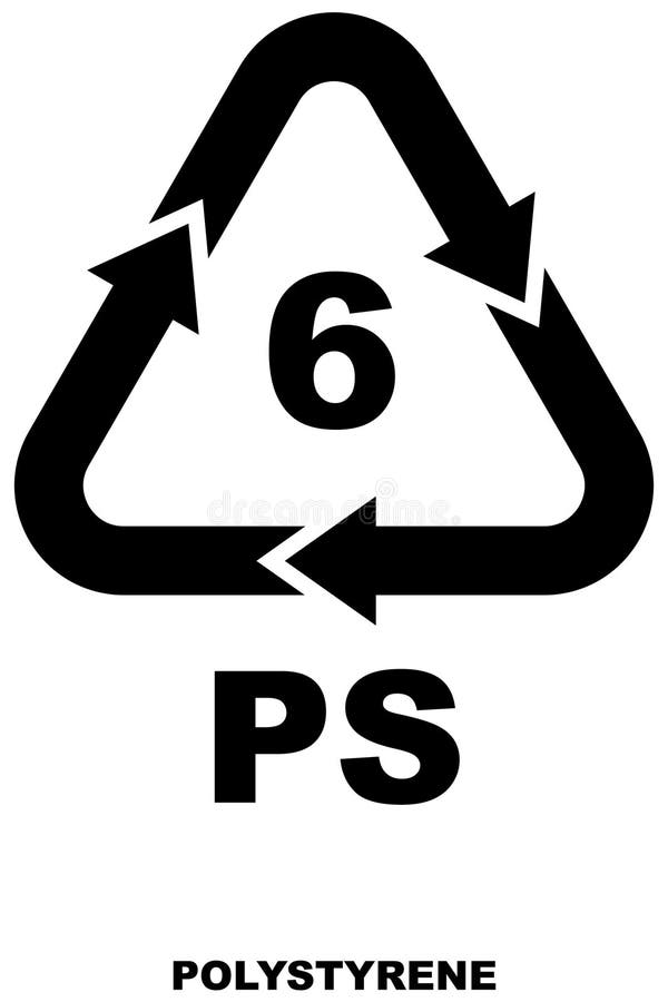 Plastic Recycling Code 6: Polystyrene. the Symbol Shows Arrows Chasing ...
