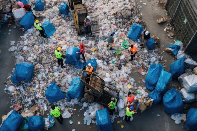 Plastic Recycling Plant in Action, As Workers Skillfully Handle Plastic ...