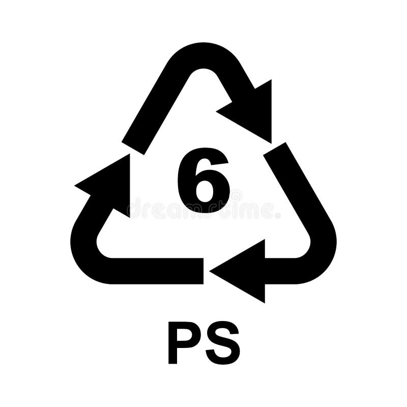 Plastic Recycling Symbol Class 6 PS Stock Vector - Illustration of ...