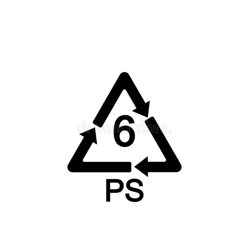 PS 6 Plastic Recycling Symbol, Recycle Arrow Triangle, Isolated Icon ...
