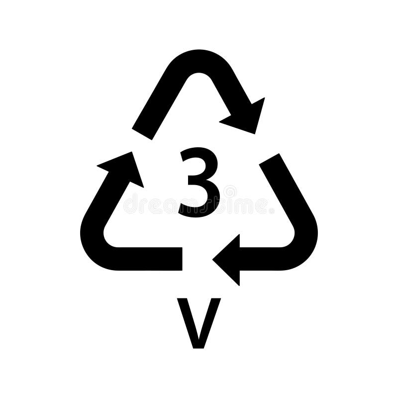 Plastic Recycling Symbol V 3, Plastic Recycling Code PVC 3, RIC ...